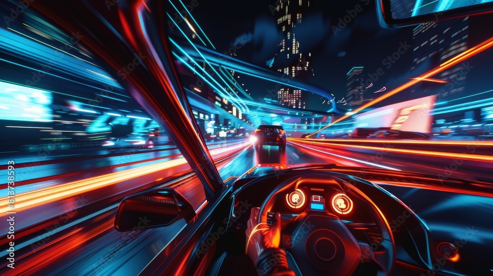 VFX on Image. Third-Person View. Computer Generated 3D Render of a Car ...