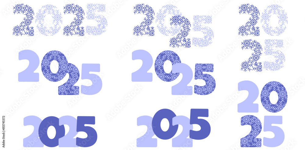 2025 New Year numbers Template design in trendy future dusk color. 2025 ...