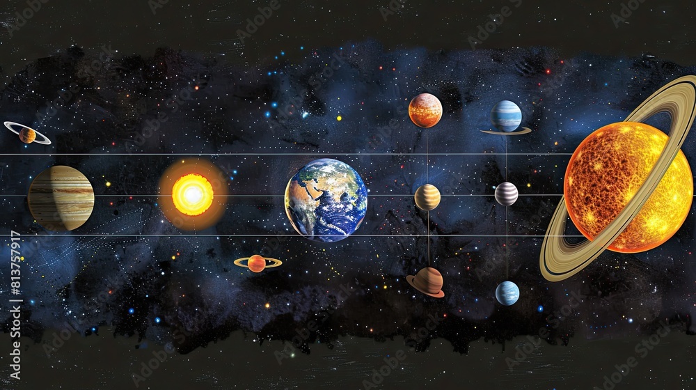 planets and moons locked in a cosmic tug-of-war, illustrating teamwork ...