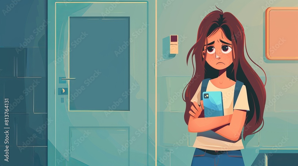 Stock-Illustration „In School Classroom modern banner with cartoon teen ...