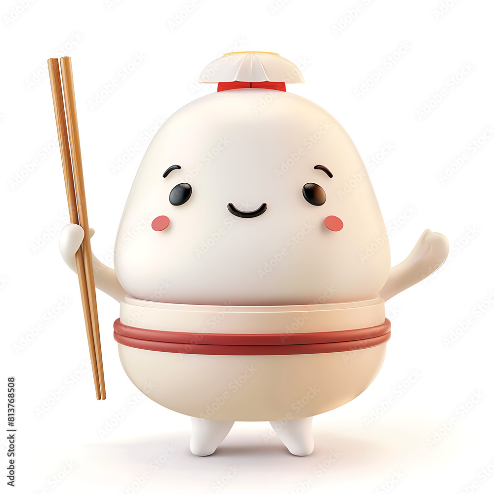 Cute Baozi character. have hands, hand holding chopsticks, Simple ...