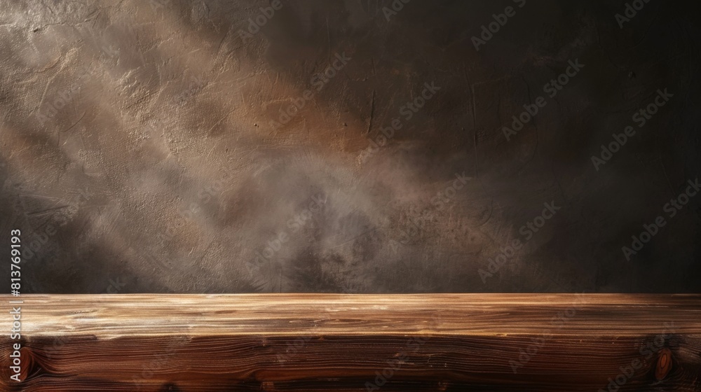 Wood countertop in the kitchen. Empty wooden table for product against ...