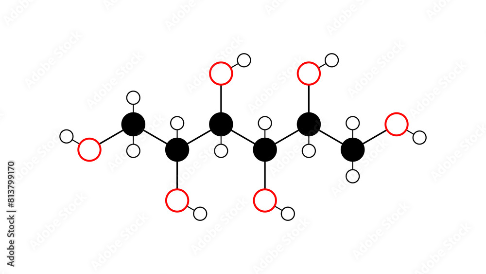 sorbitol molecule, structural chemical formula, ball-and-stick model, isolated image e420 Stock ...