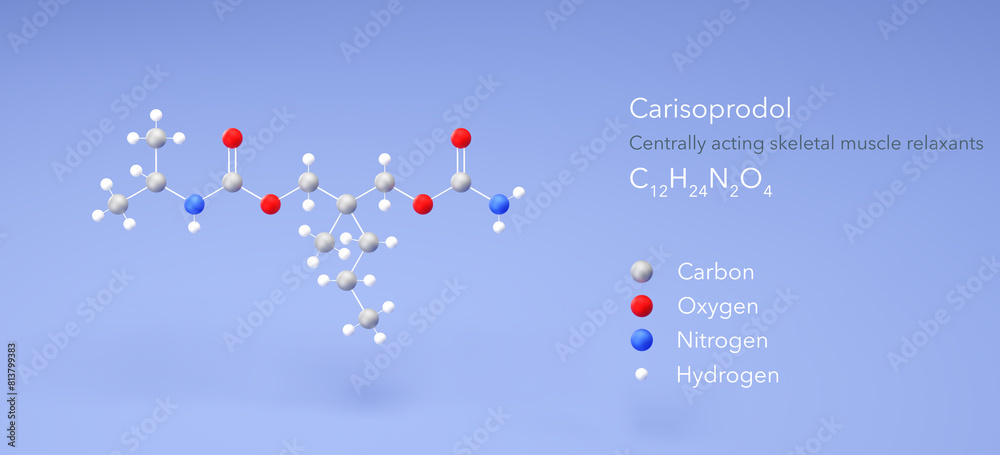 carisoprodol molecule, molecular structures, centrally acting skeletal ...