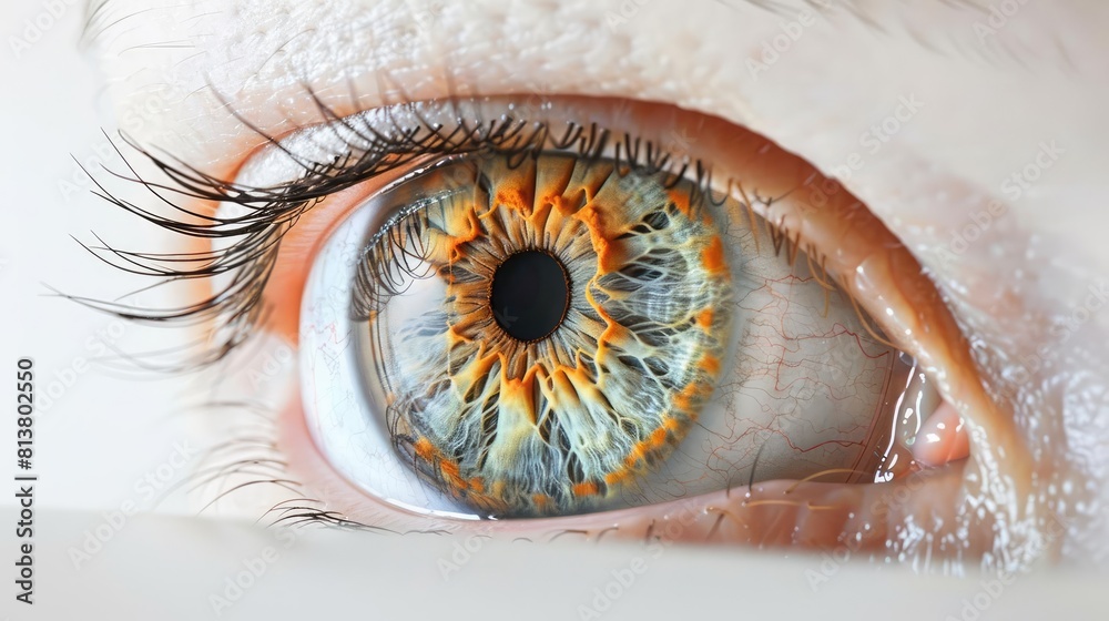 Anatomy of the human eye, detailed model showing retina and iris ...