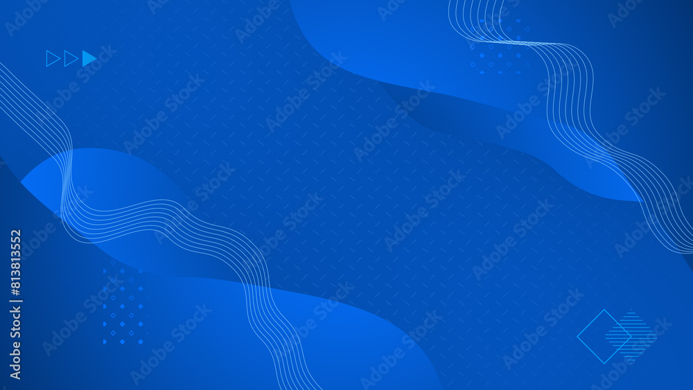 abstract blue background 4k background, memphis shapes and wavy line ...