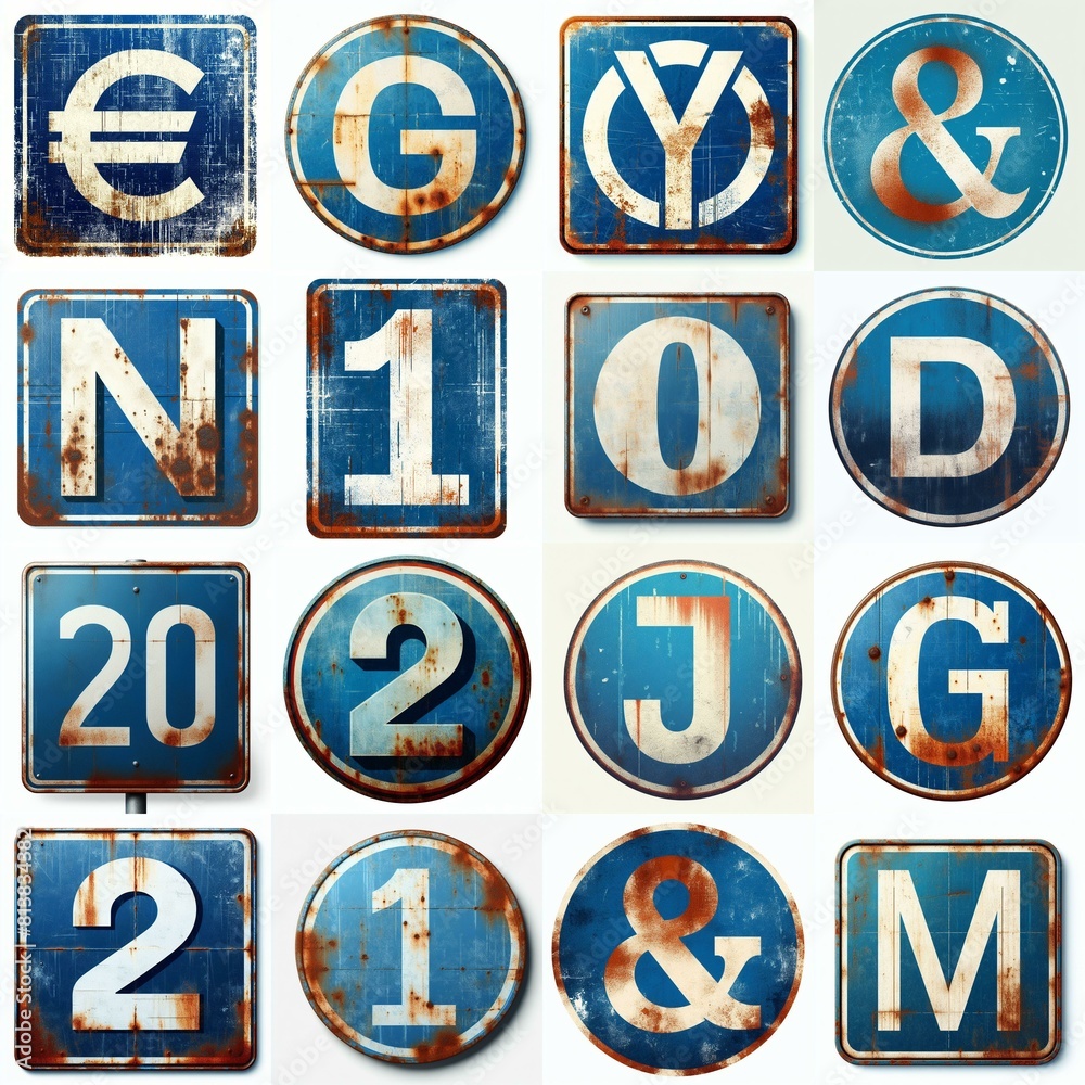 Road traffic sign Lettering Typeface. AI generated illustration Stock ...