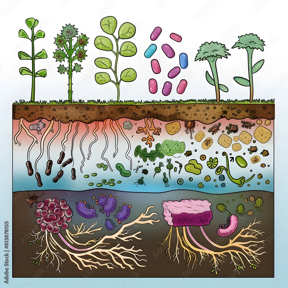 Diagram Illustrating the Role of Bacteria in Nitrogen Fixation and ...