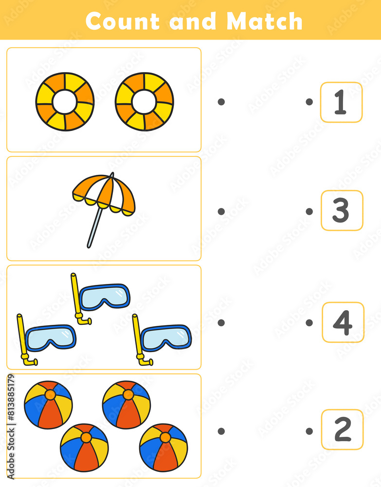 Counting educational children game. Math kids activity sheet. How many ...