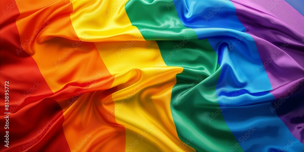 Vibrant colorful rainbow satin fabric pride flag background. 8k Pride ...