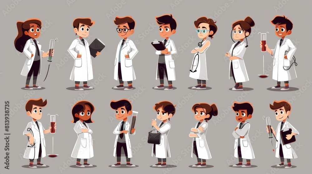 Staff at a hospital with doctors and nurses wearing uniforms and ...