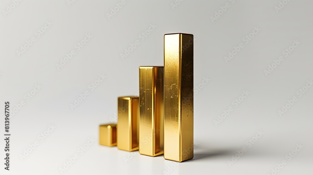 Gold bar graph on white background Stock Illustration | Adobe Stock