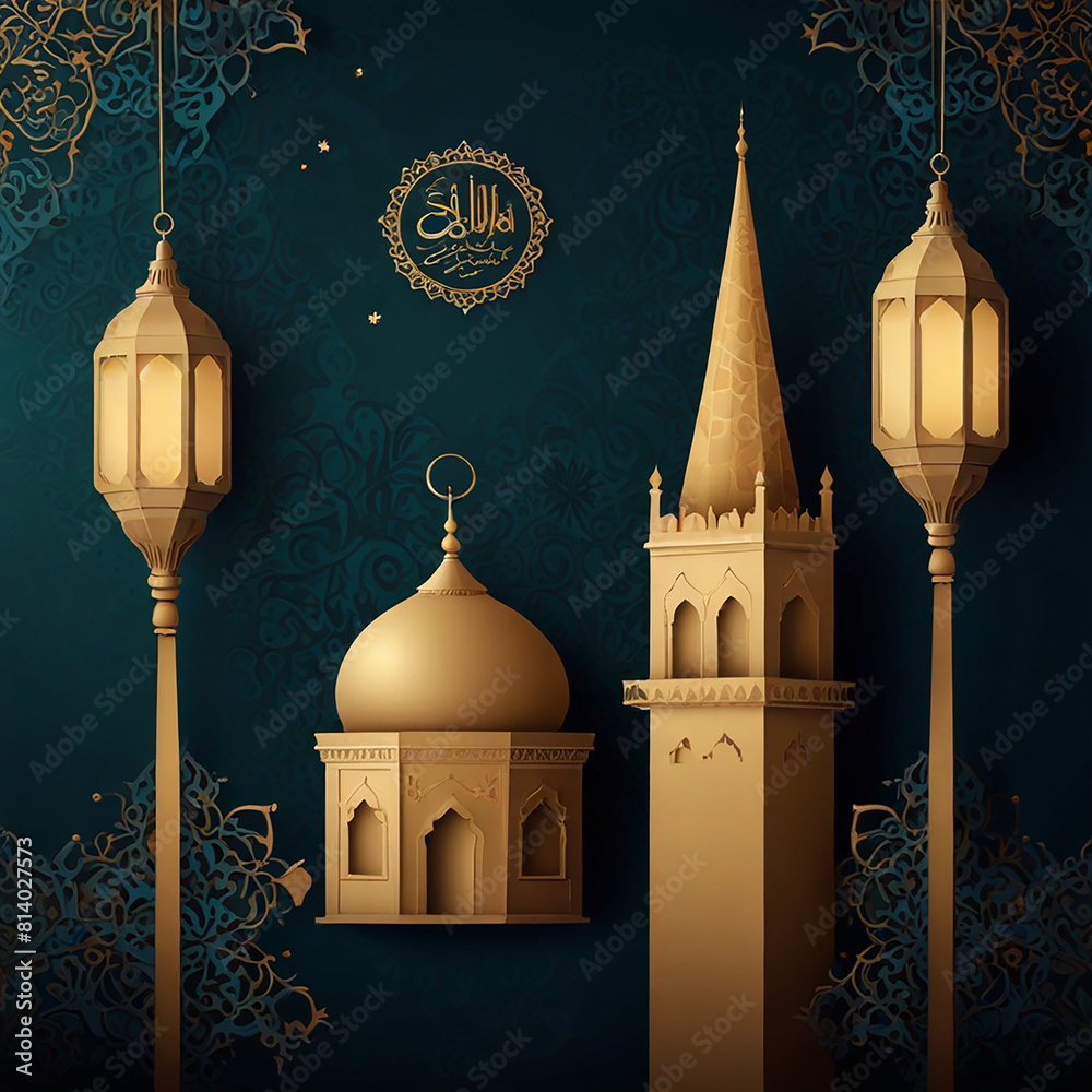 Eid al Adha Mubarak Greeting Card Islamic Floral Pattern, Eid Adha ...