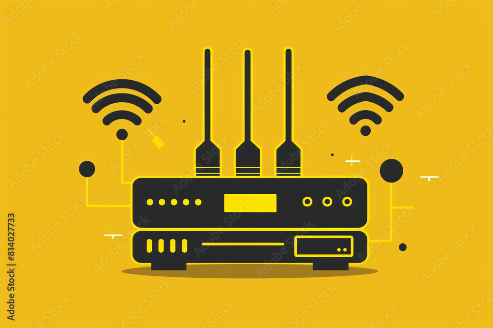 Icon yellow and gray for an Internet Gateway router or modem that can ...