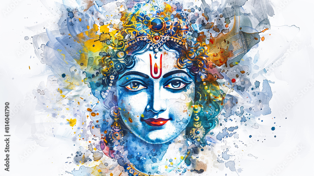 Beautiful digital painting of lord Krishna, the Supreme God, on a white ...