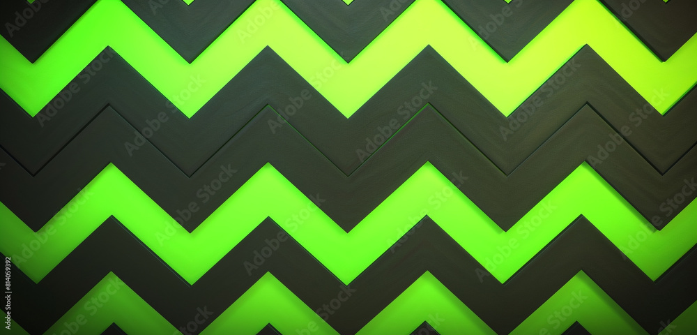 Speed and motion visualized through neon green and black chevron ...