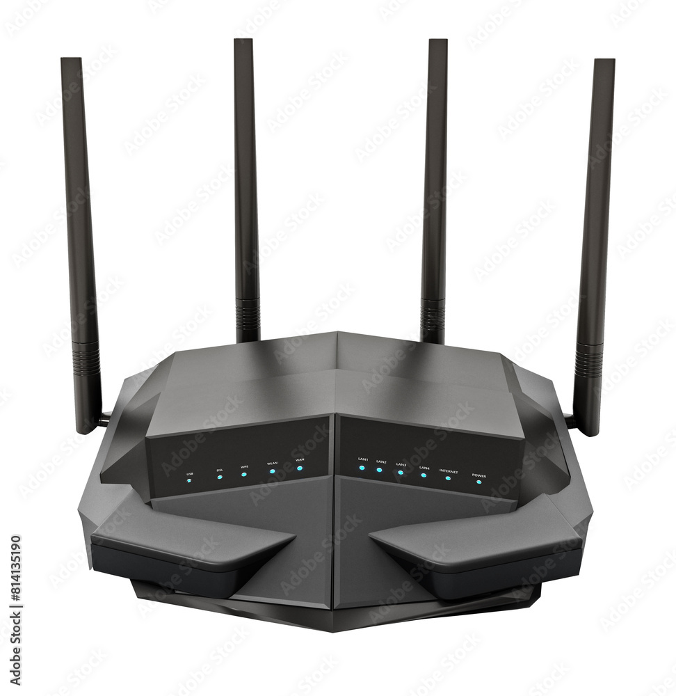 High speed wireless wi-fi black router, modem or range extender with ...