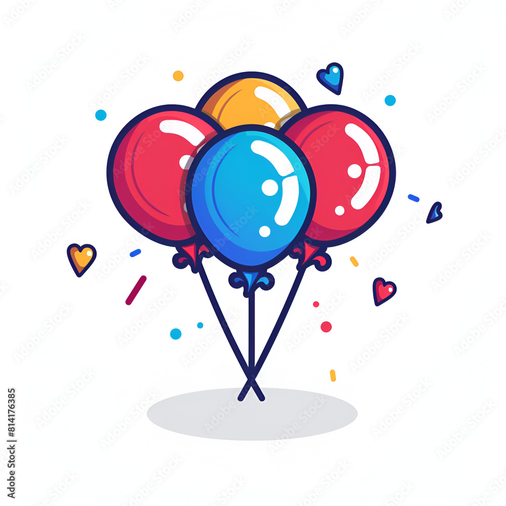 Cartoon Style Painting Draw of Balloon Logo Illustration Birthday ...