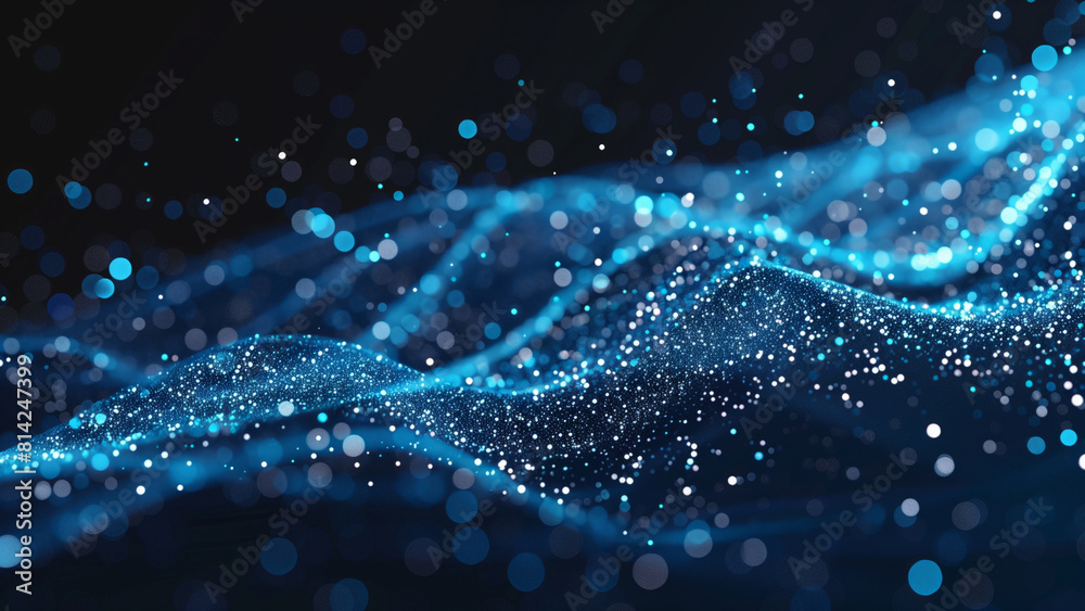 Abstract Blue Particles Flowing in a Curved Wave Form, Perfect for ...
