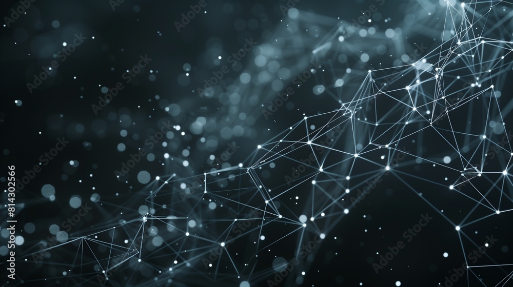 Abstract connections of moving dots and lines create a futuristic ...