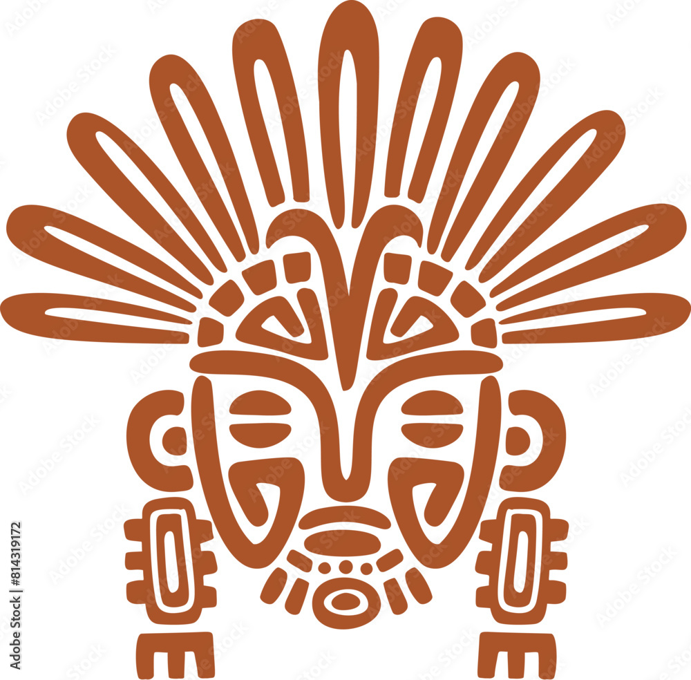 Aztec and Mayan totem mask, tribal symbol of Maya and Inca chief ...