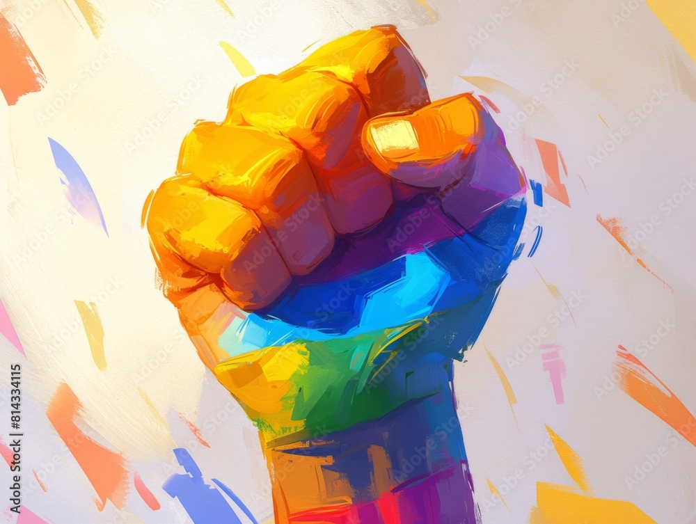 Illustration Stock Pride fist, LGBT gay, rainbow hand LGBTQ flag day ...