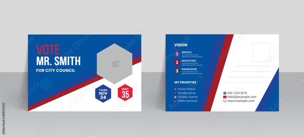 Election postcard template and professional layout design Stock Vector ...