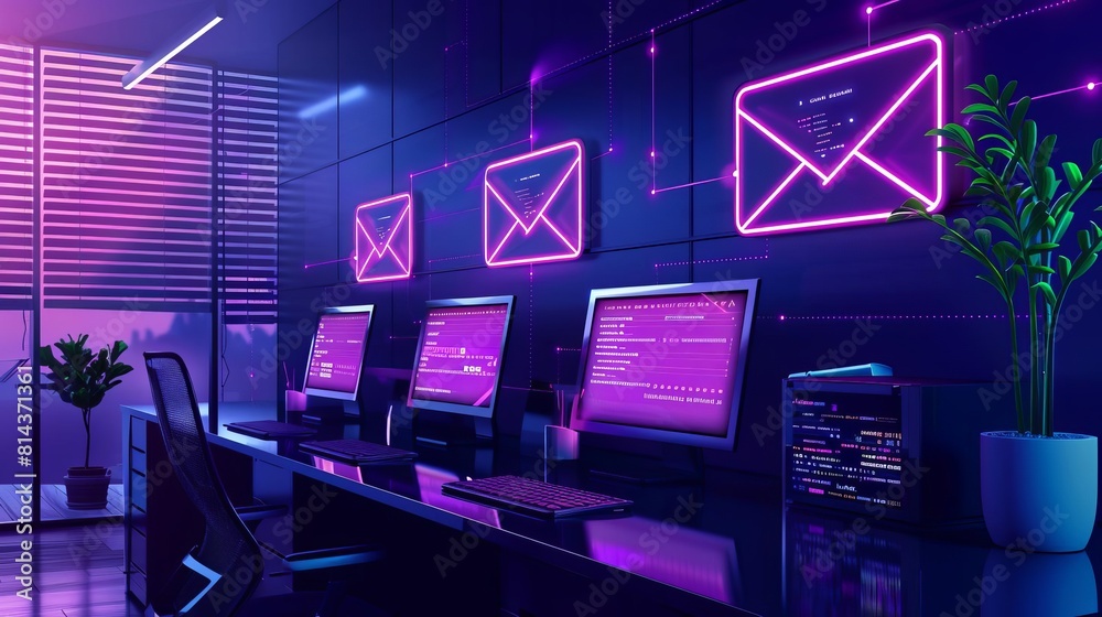 Email security protocols flat design side view digital communication ...