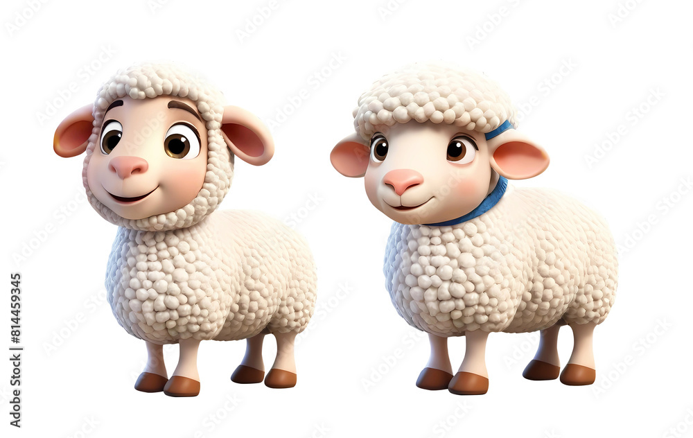 3d rendering sheep cartoon characters isolated on transparent ...