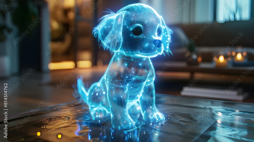 Hologram pet animal. Futuristic augmented reality holographic ...