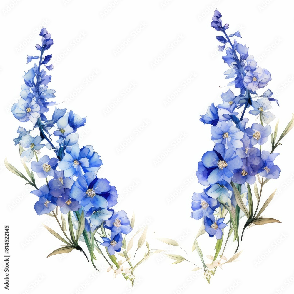 Ilustración de Stock delphinium themed frame or border for photos and ...