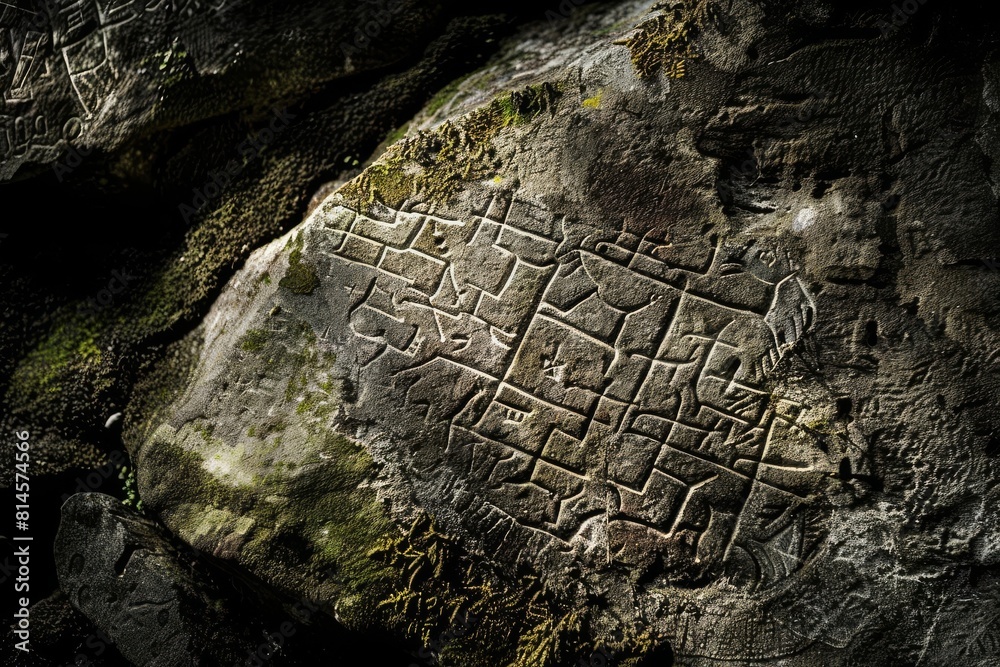 ancient celtic ogham inscriptions etched on weathered stone enigmatic ...