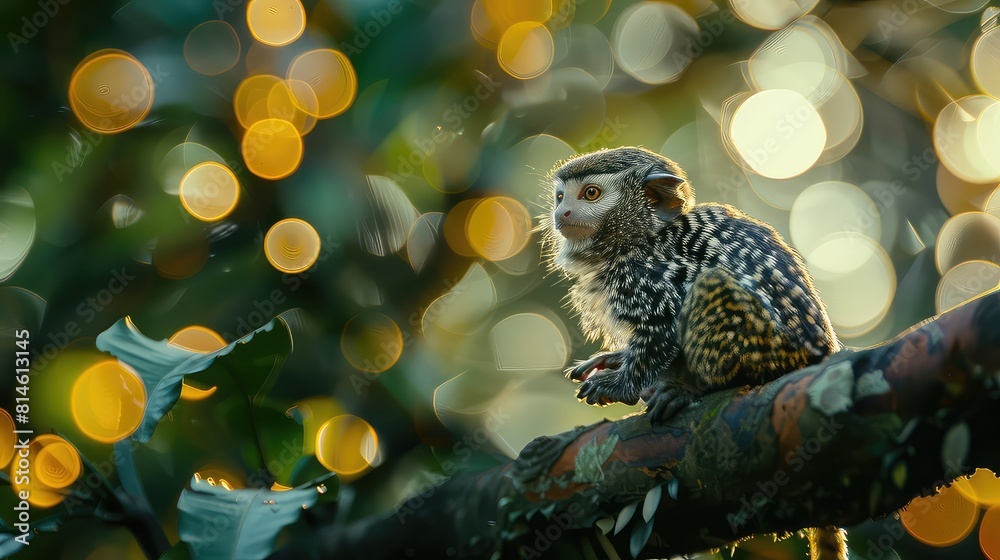 Mesmerizing shot of a Western pygmy marmoset in the wild, with ...