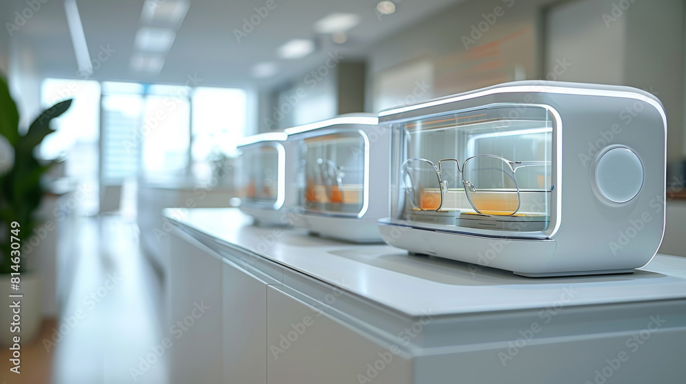 An innovative shared charging box in a hospital waiting room, with the ...