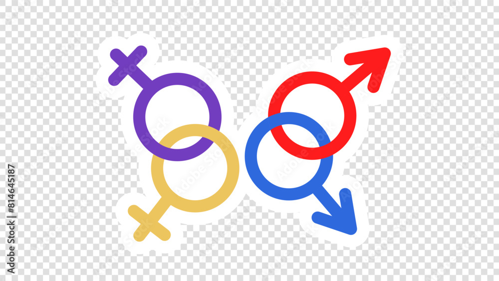 Pride month stickers, LGBT flat style symbols with pride flags, gender ...