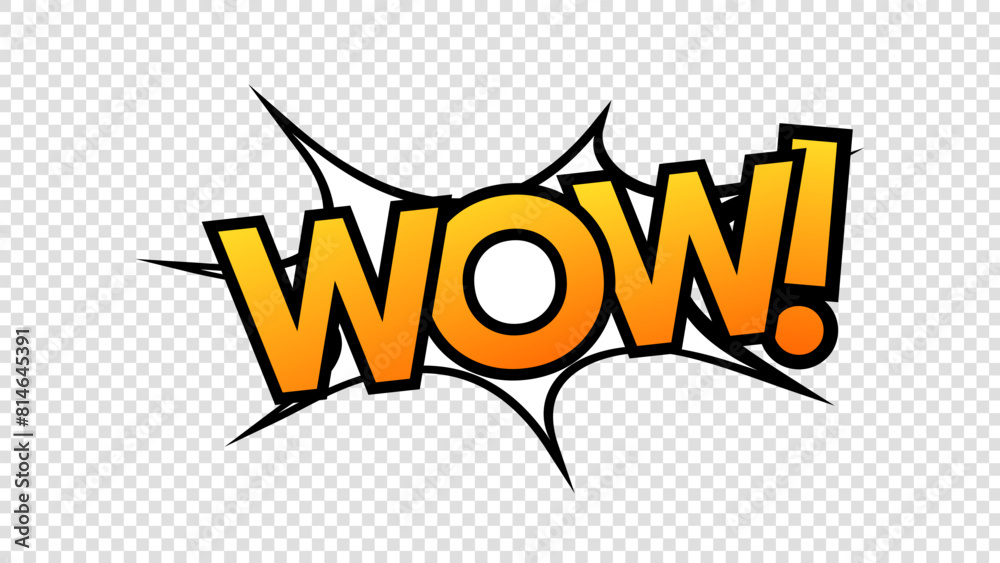 WOW word pop art vector illustration, isolated on a transparent ...