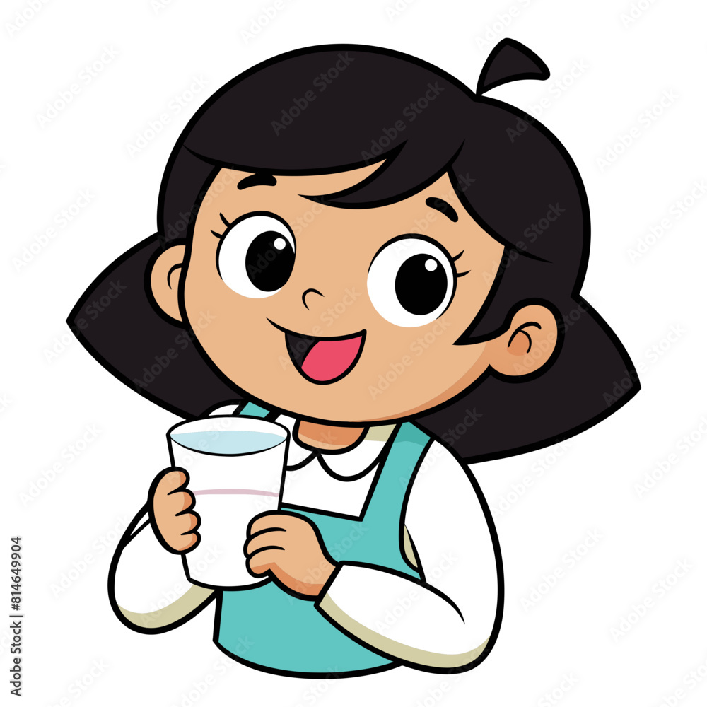 sweet scene of a little girl enjoying her milk, with emphasis on her ...