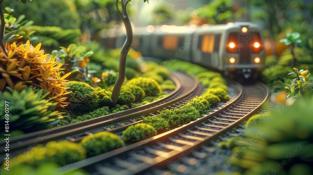Miniature landscape, Winding railway, An oncoming subway train, subway ...