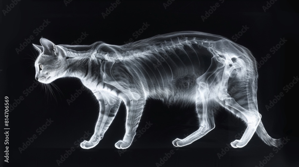 A mesmerizing x-ray reveals the skeletal structure of a graceful cat in ...