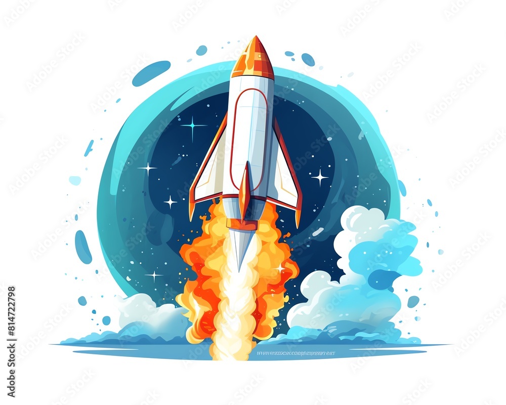 Rocket splashdown showcase flat design side view recovery operation ...