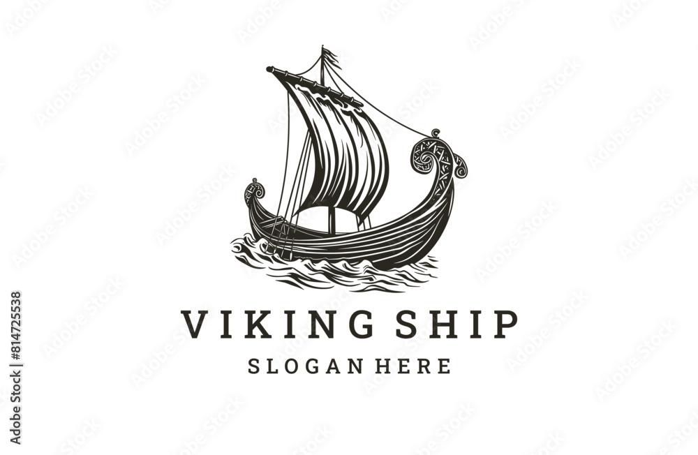 Viking ship logo icon design template vector illustration Stock Vector ...