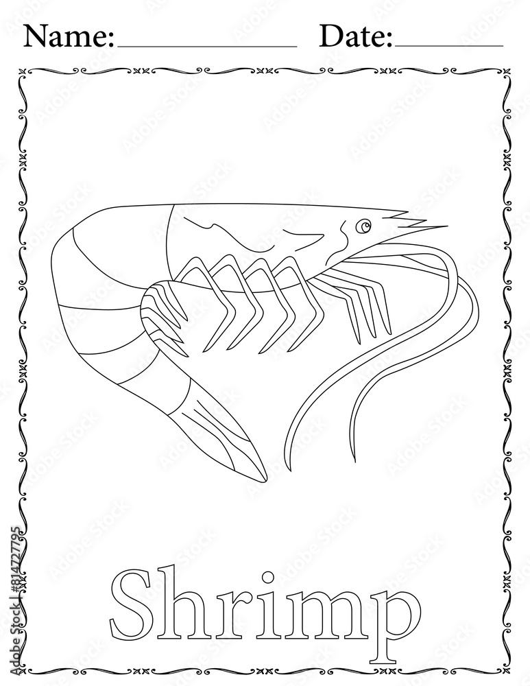 Shrimp Coloring Page. Printable Coloring Worksheet for Kids ...