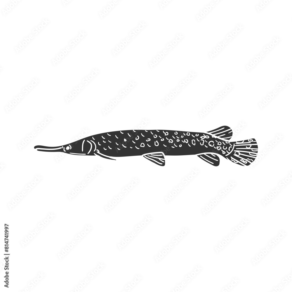 Alligator Gar Icon Silhouette Illustration. Fish Vector Graphic ...
