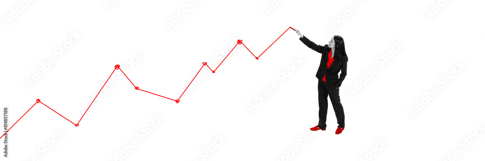 Woman drawing graph going upwards. Charting progress and growth ...