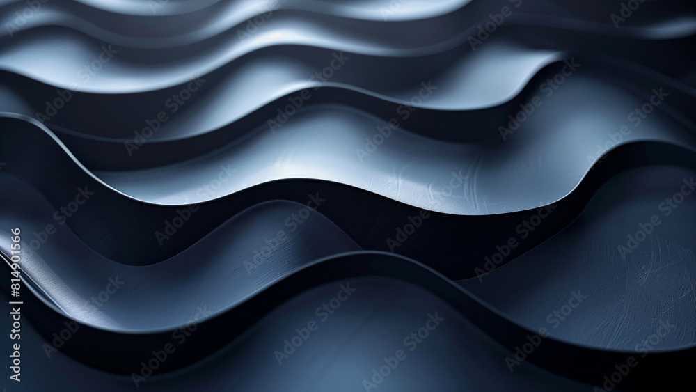Abstract Waves in Monochrome Blue, Modern Minimalist Concept for ...