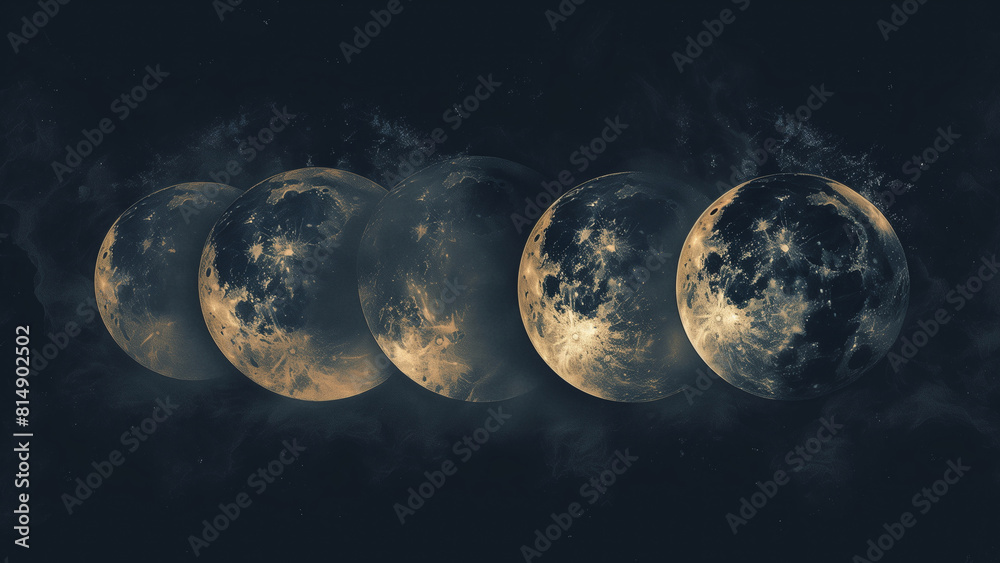 Five Phases of the Moon in Spectacular Transition: A Captivating High ...