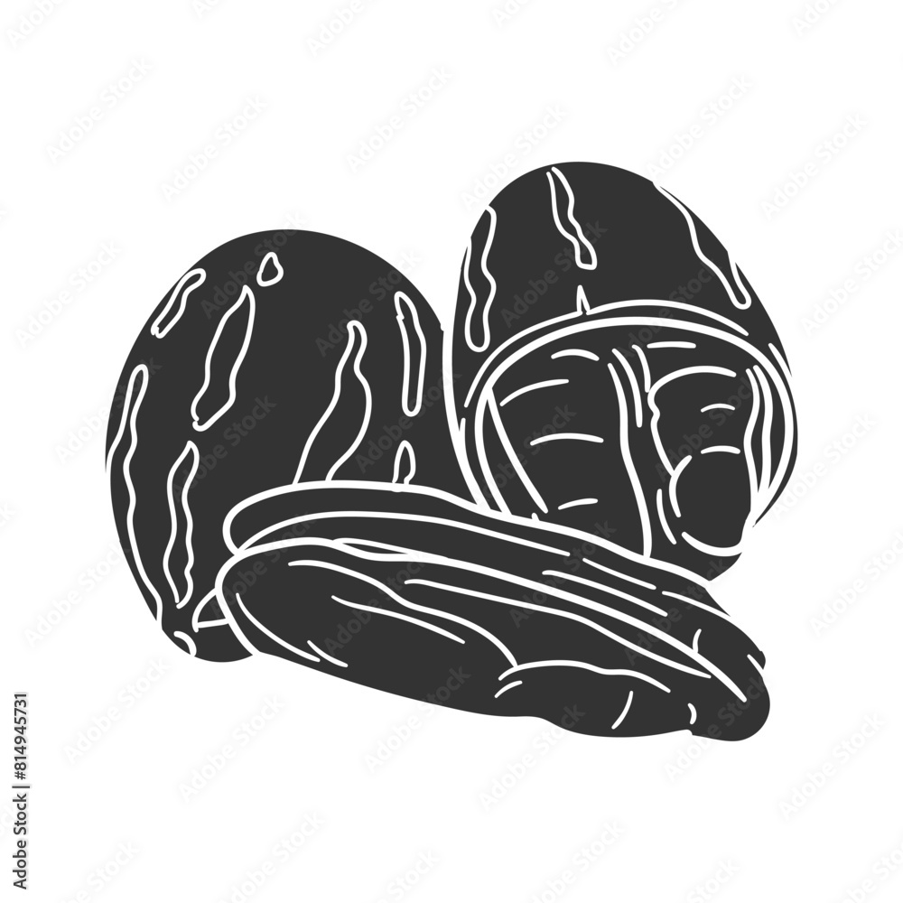 Pecan Icon Silhouette Illustration. Fruits Vector Graphic Pictogram ...