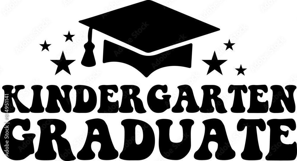 Kindergarten Graduation typography clip art design on plain white ...