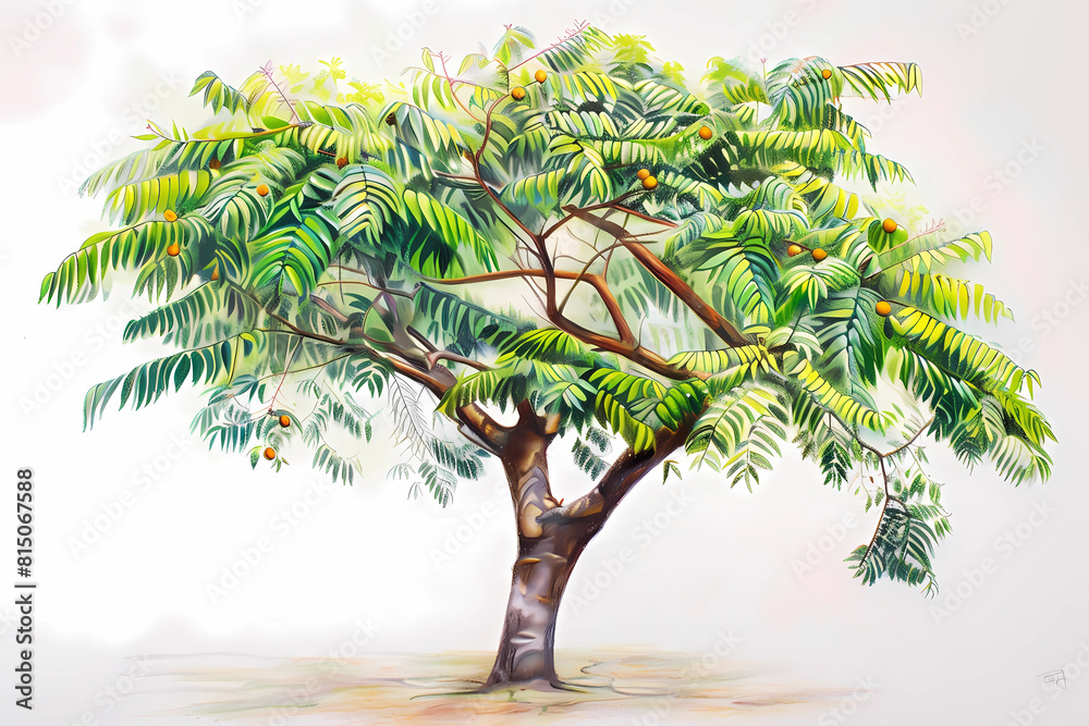 Tamarind (Tamarindus indica) (Colored Pencil) - Africa and Asia - A ...