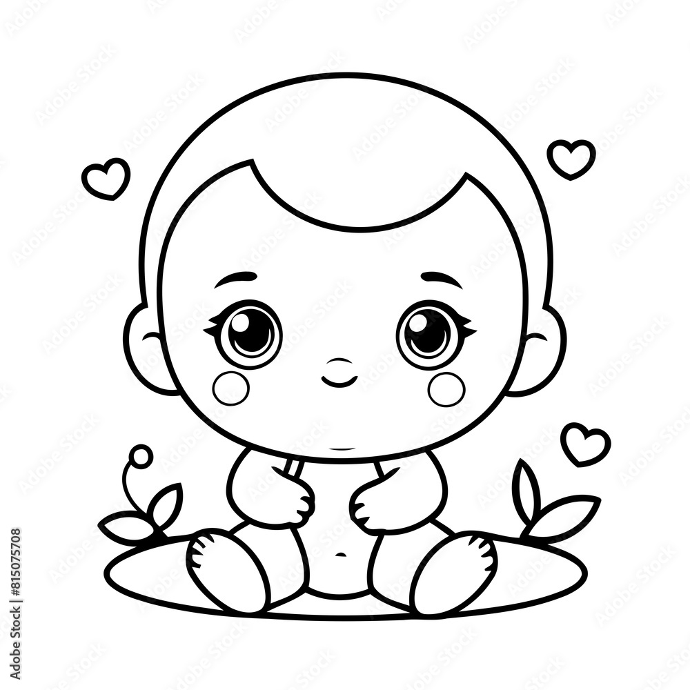 Cartoon Baby drawing colouring book cover design Stock Vector | Adobe Stock